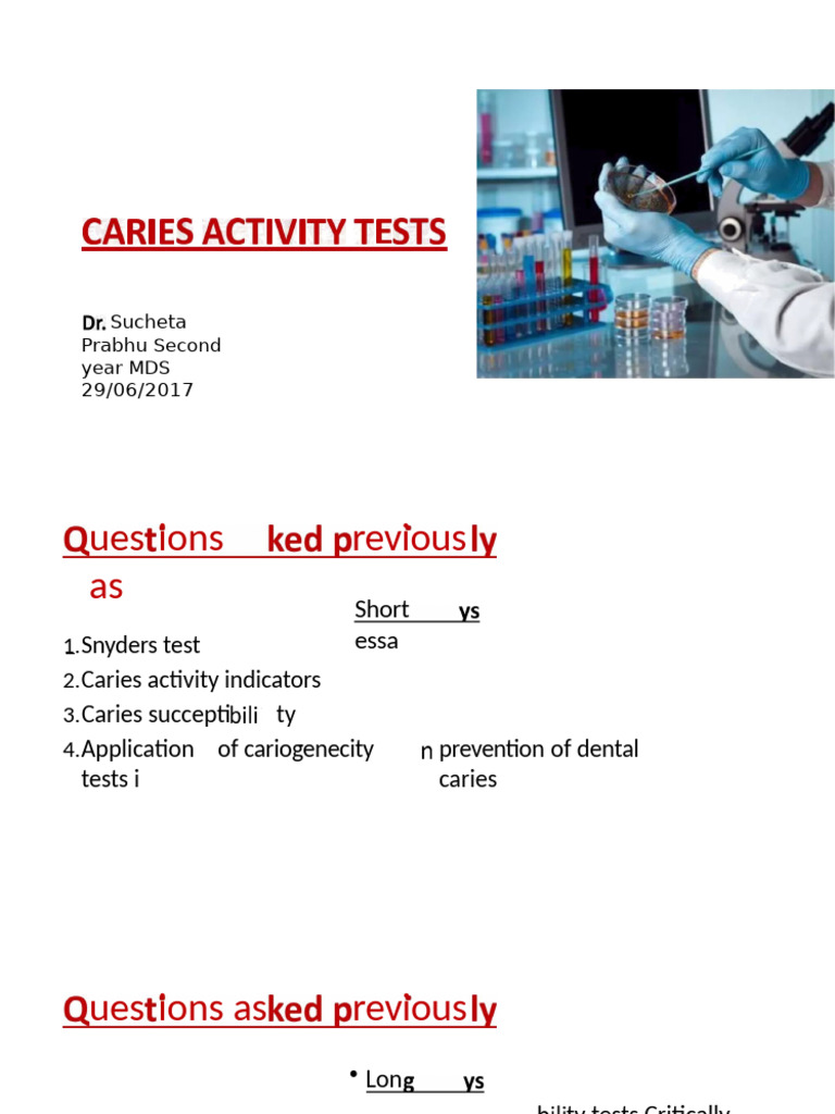 Caries Activity Test | PDF | Medical Specialties