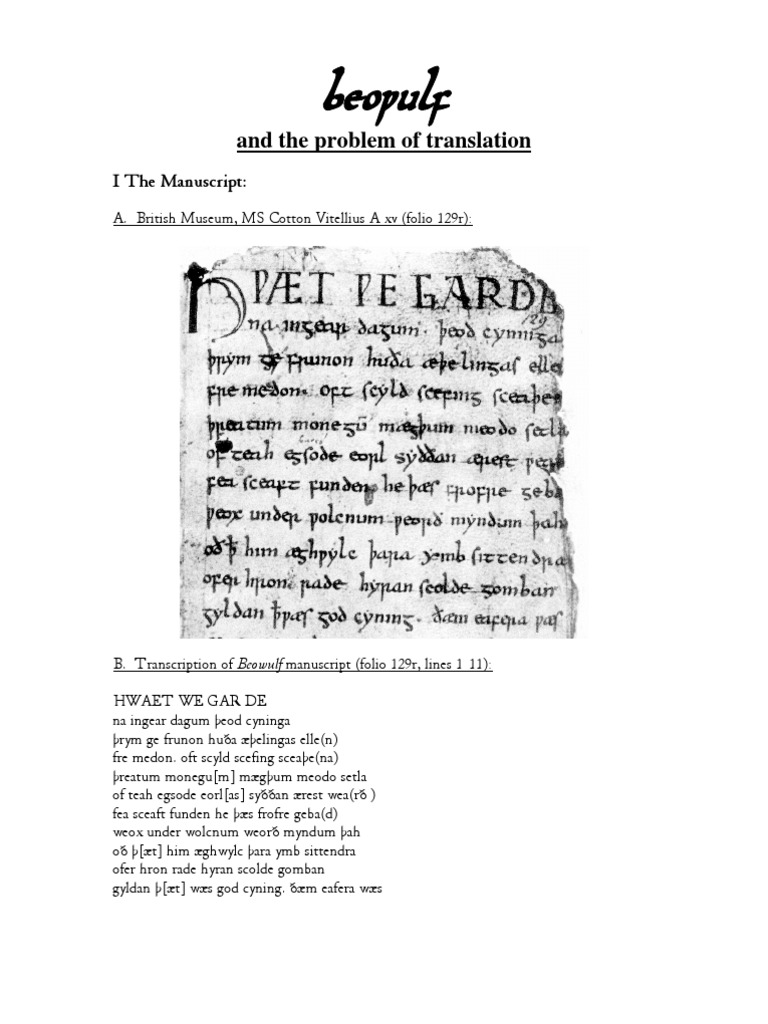 Beowulf Translation | Beowulf | English Folklore