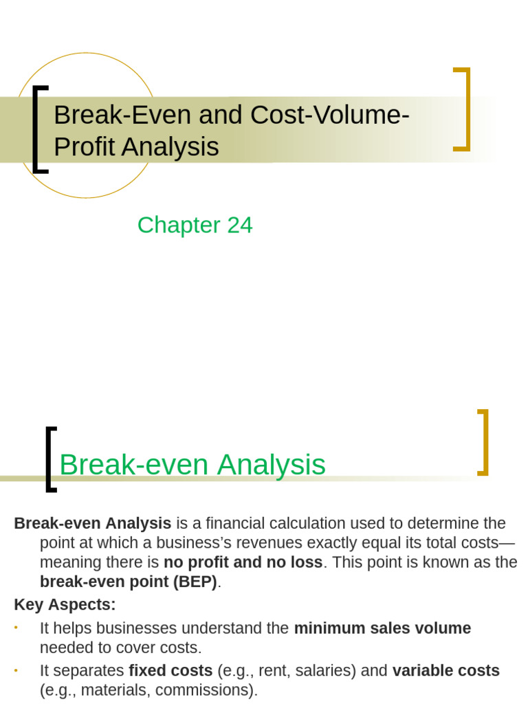 Chapter 24 Breakeven Point | PDF | Management Accounting | Business Economics