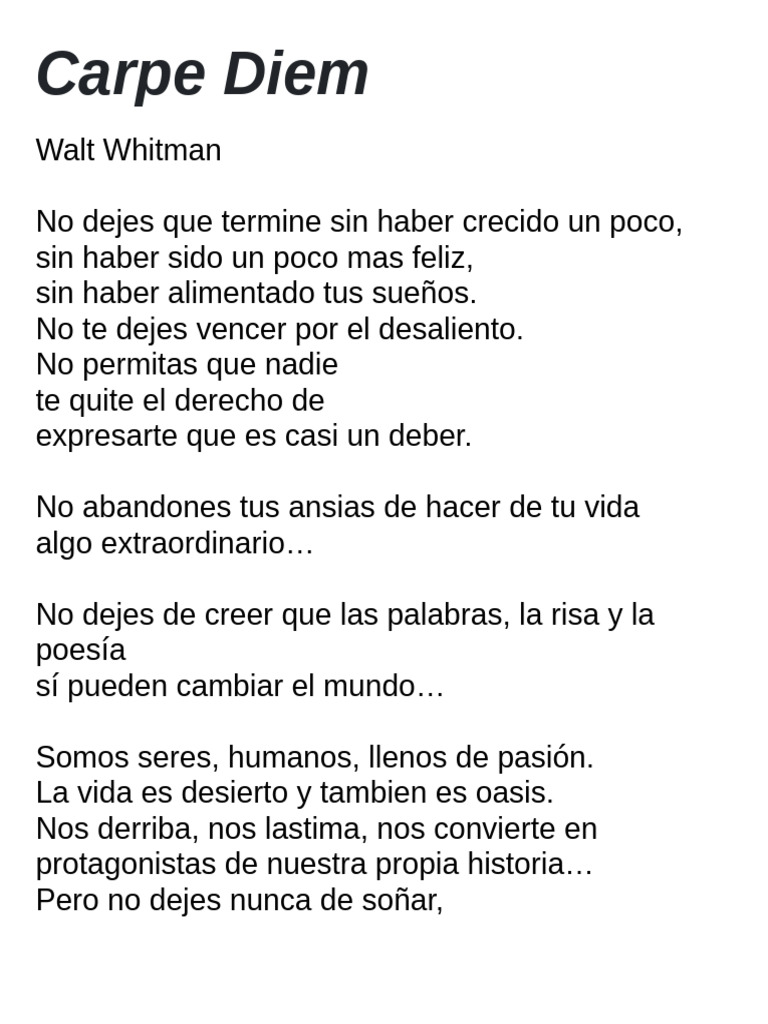 Carpe Diem: Vive Intensamente | PDF