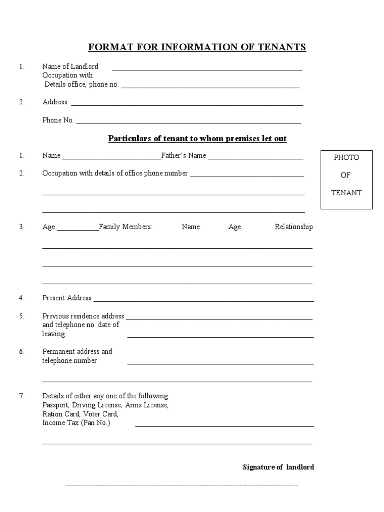Tenant Police Verification Form | PDF | Landlord | Government Information