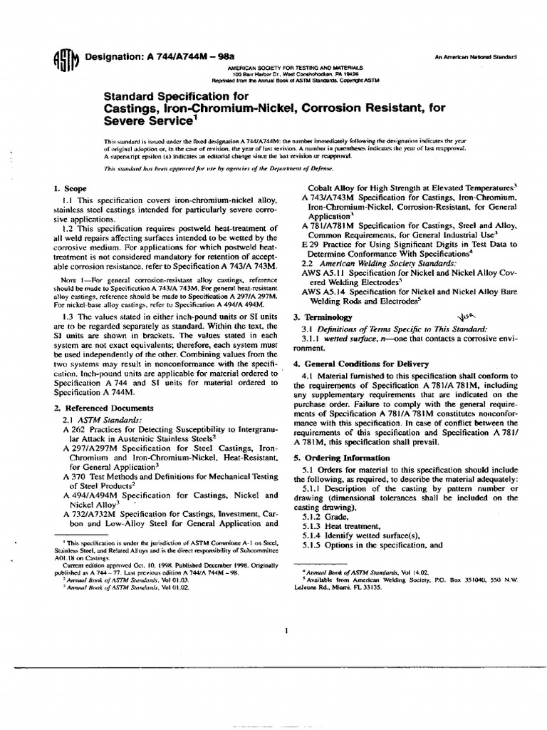 Astm A 744 | PDF