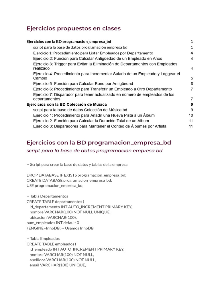 #4 - Ejercicios Programación MySQL | PDF | Bases de datos | Software de ...