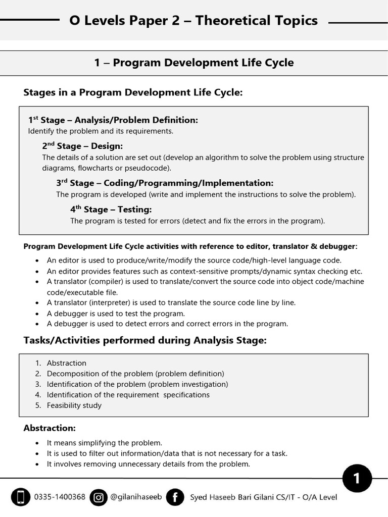 O Levels Program Development Cycle Guide | PDF | Programming | Computer ...