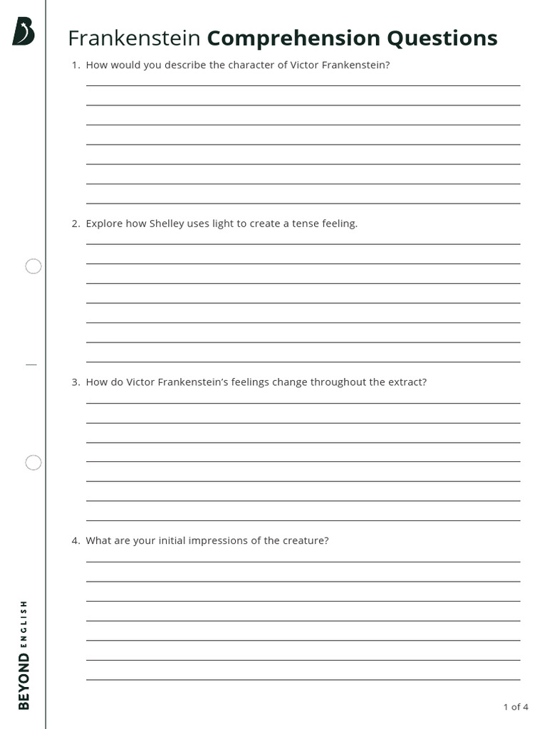 Frankenstein: Comprehension Questions | PDF | Psychology | Emotions