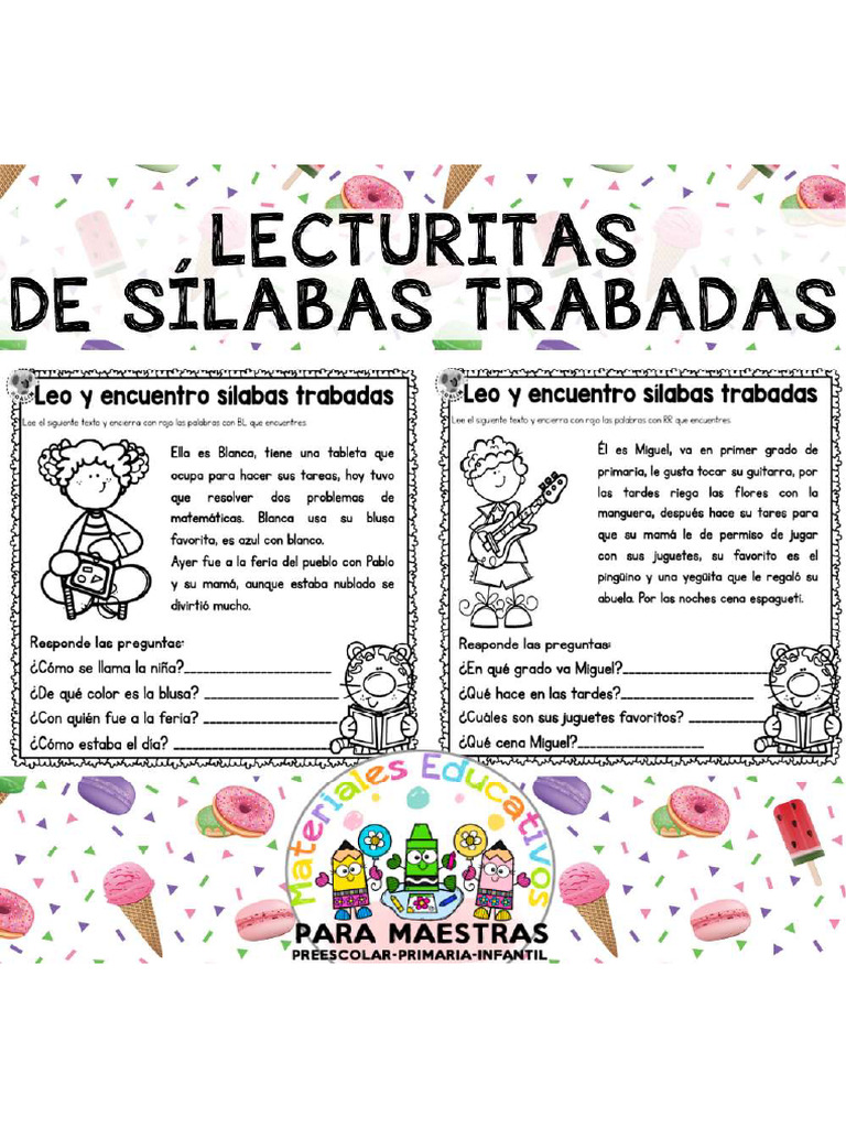Lectura de Silabas Trabadas Con Comprensión Lectora | PDF
