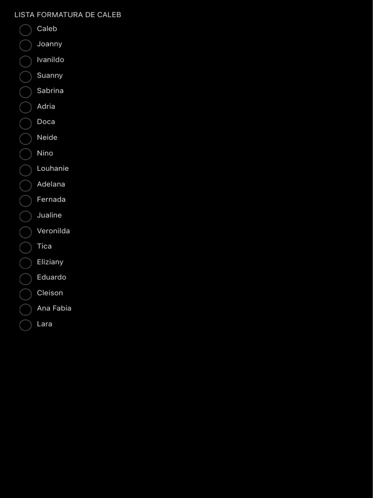 Lista Formatura de Caleb | PDF