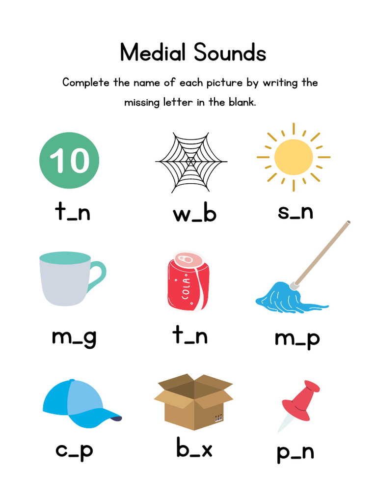 Illustrative Medial Sounds Worksheet | PDF