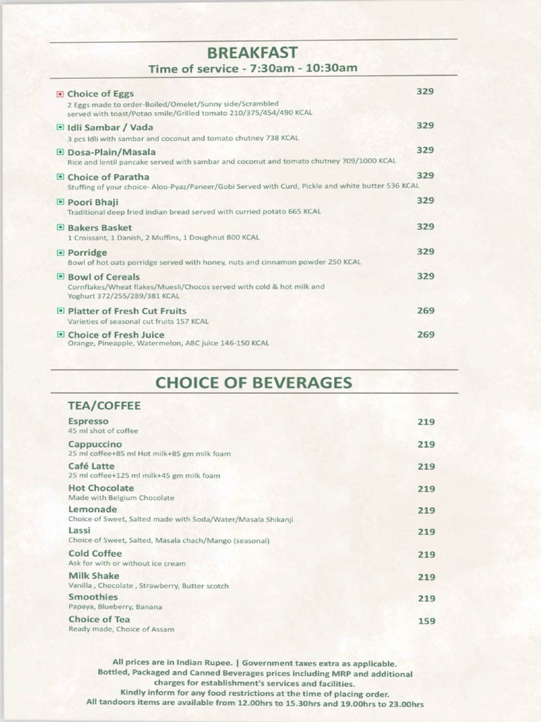 Flavours Restaurant Menu Overview | PDF | Indian Cuisine | Hamburgers