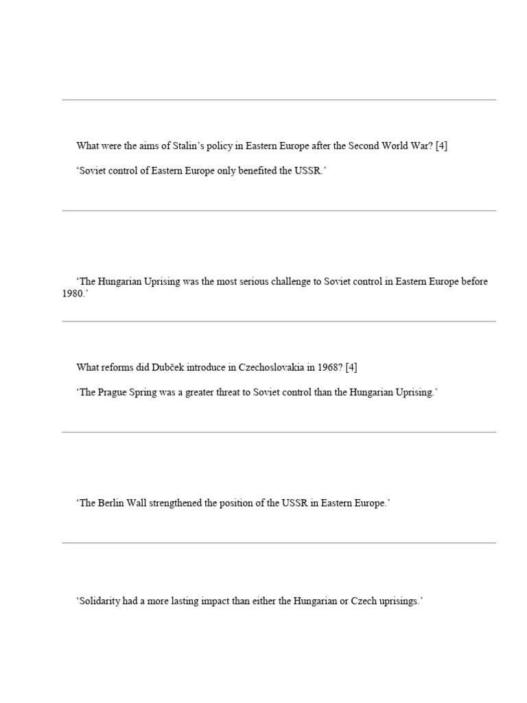 IGCSE History Paper 1 Style Review Questions for Chapter 6 | PDF ...