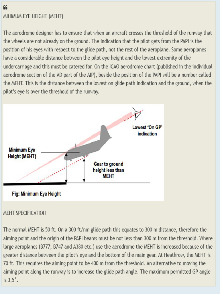 Min Eye Height Over Threshold | PDF | Aircraft | Aviation