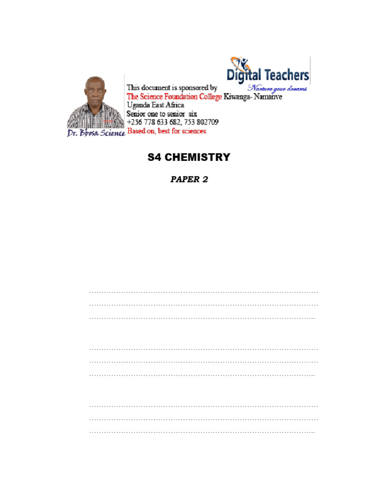 s4 Chemistry Paper 2 Set 12 | PDF | Chlorine | Ph