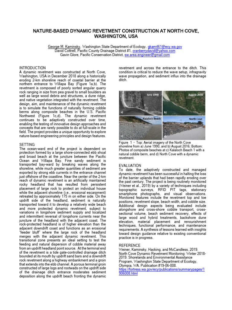 Nature-Based Dynamic Revetment Construction at North Cove | PDF | Beach | Coast