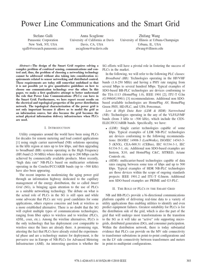 Power Line Communications in Smart Grid | PDF | Computer Network ...