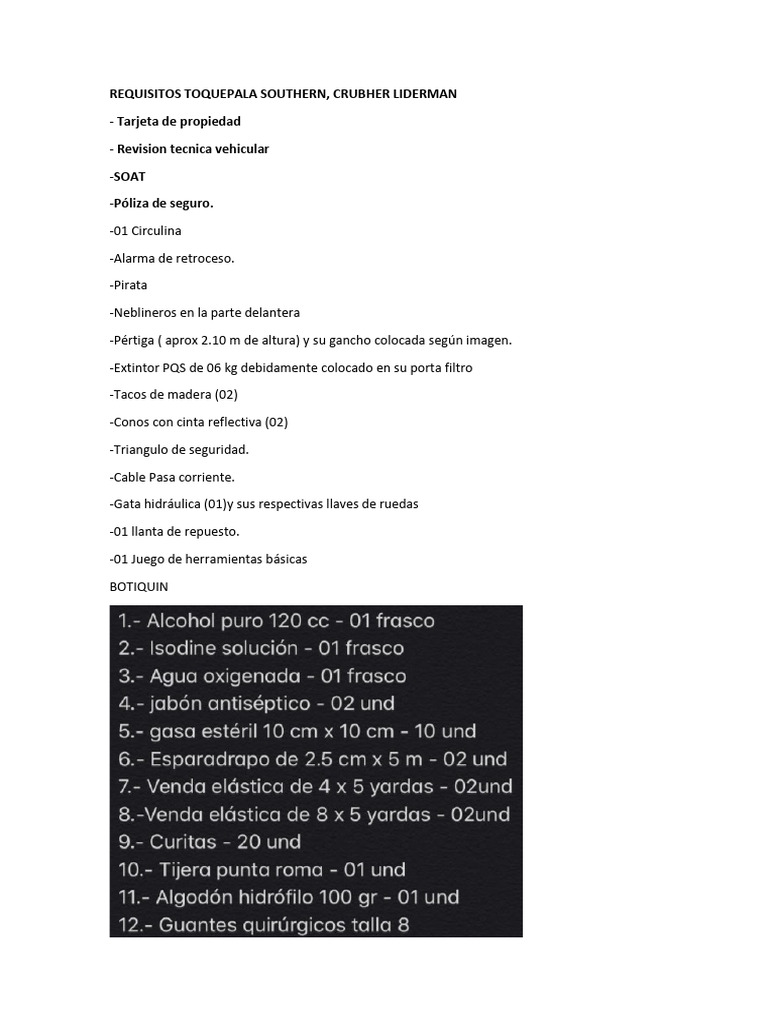 Requisitos Toquepala Southern | PDF