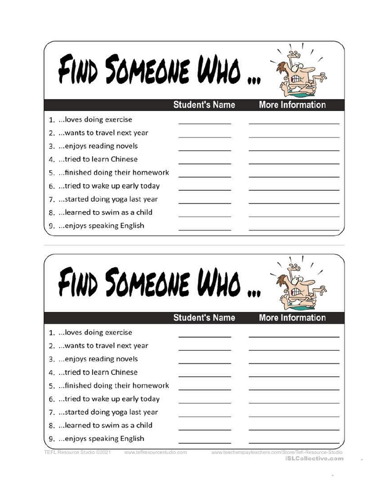 Find Someone Who - Simple Present | PDF