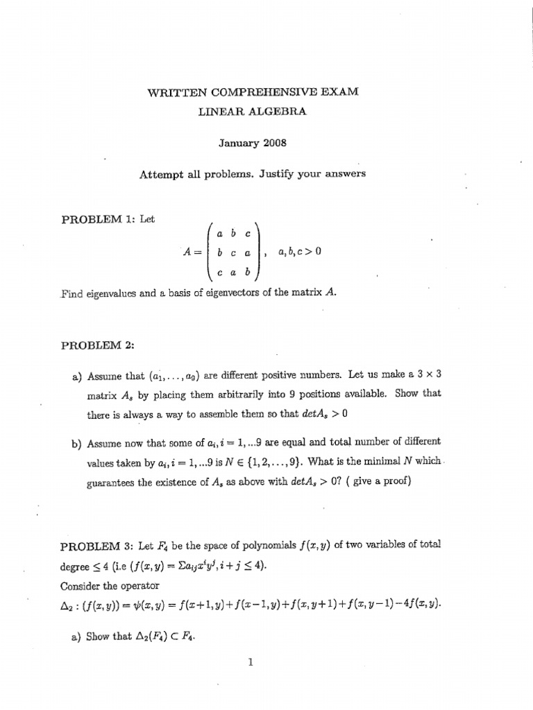 Lin Alg Jan 2008 | PDF