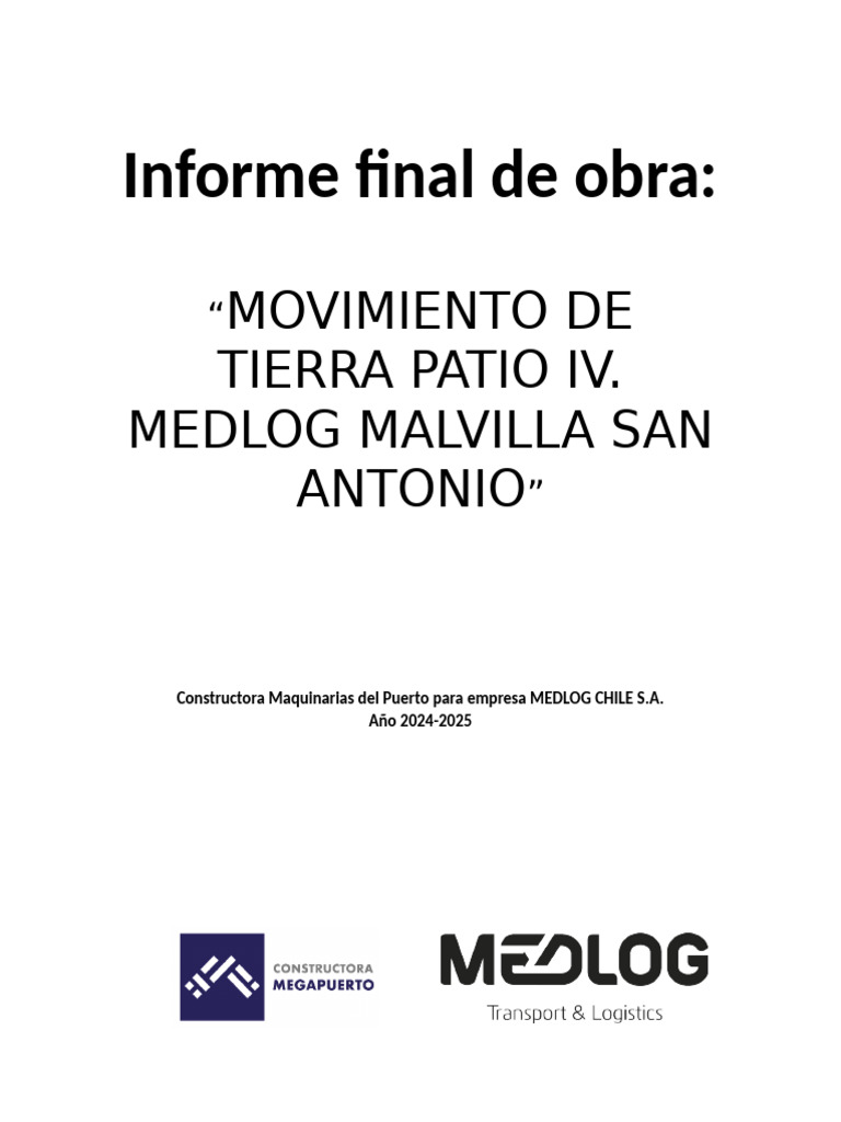 Informe Final de Obra Medlog - III | PDF