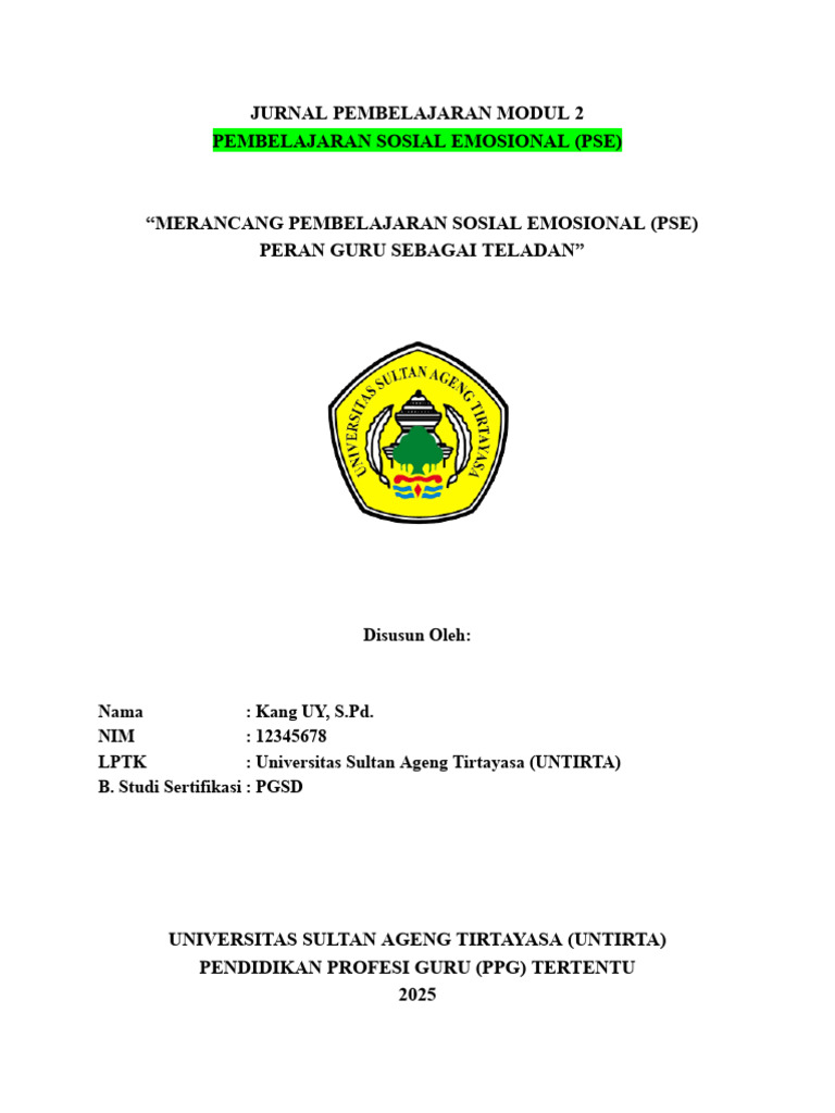 Contoh Jurnal PPG Modul 2 - PSE - Guru Sebagai Teladan | PDF