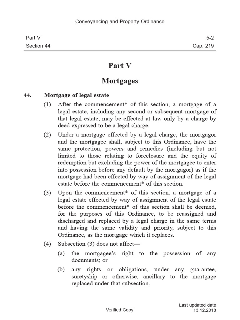 Cap 219 Part V (13-12-2018) (English) | PDF | Mortgage Law | Contract Law