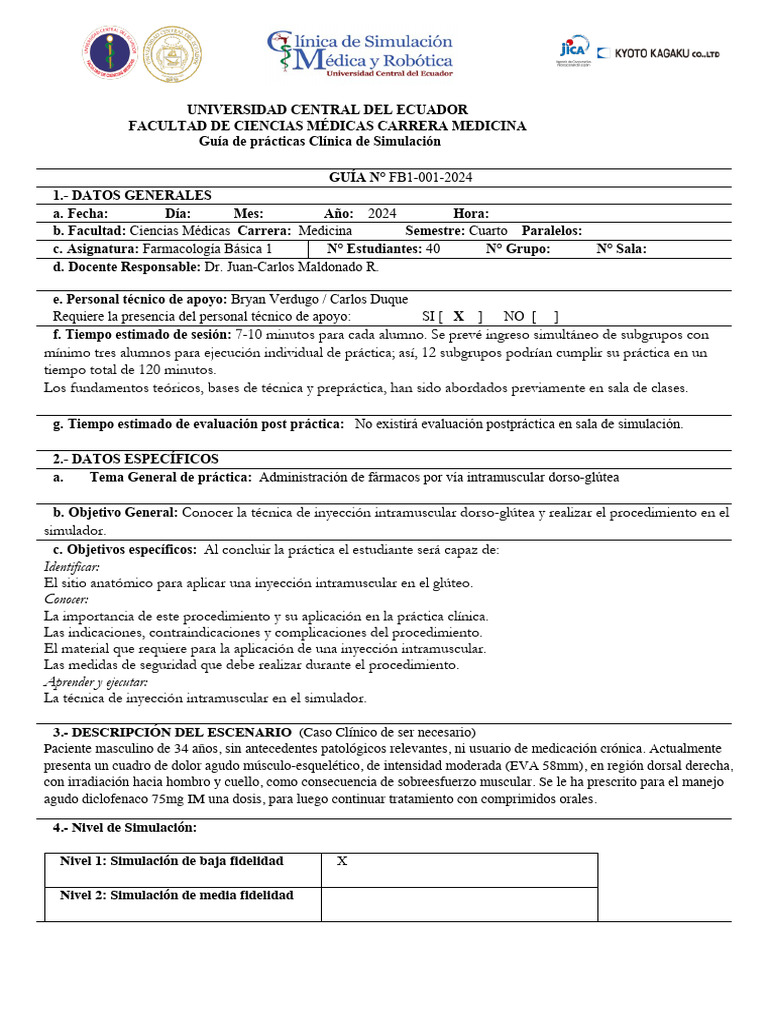 GuiaPractica FB1 001 2024 Intramuscular | PDF | Inyección (medicina) | Medicamentos con receta