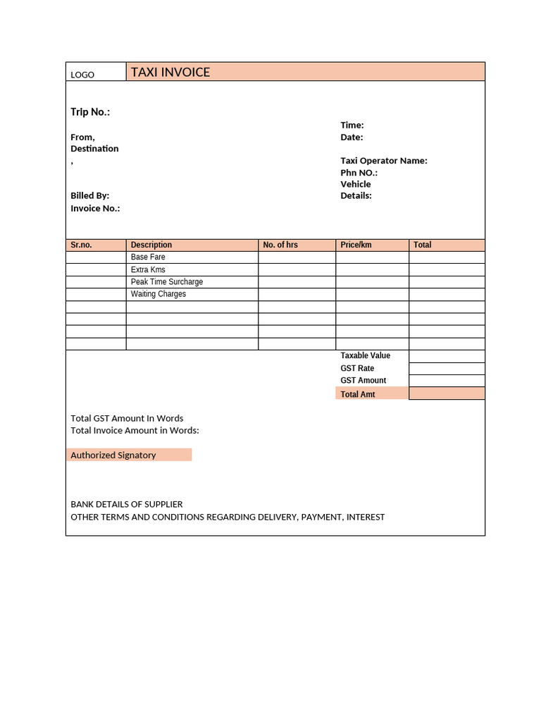 Taxi Bill format.docx | PDF