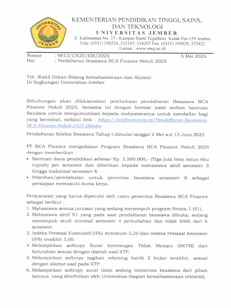 Pendaftaran Beasiswa BCA-2 | PDF