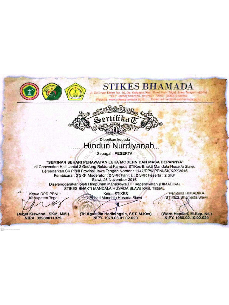 Sertifikat Seminar Sehari | PDF