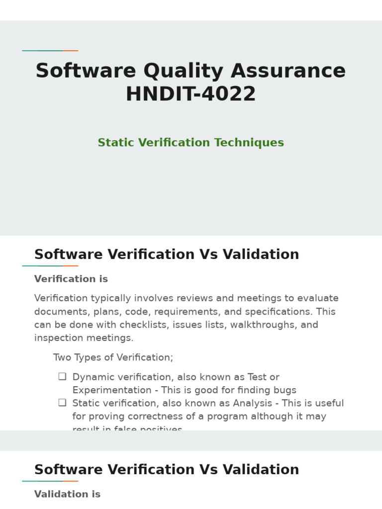Week 03 Static Verification Techniques | PDF | Software Testing ...