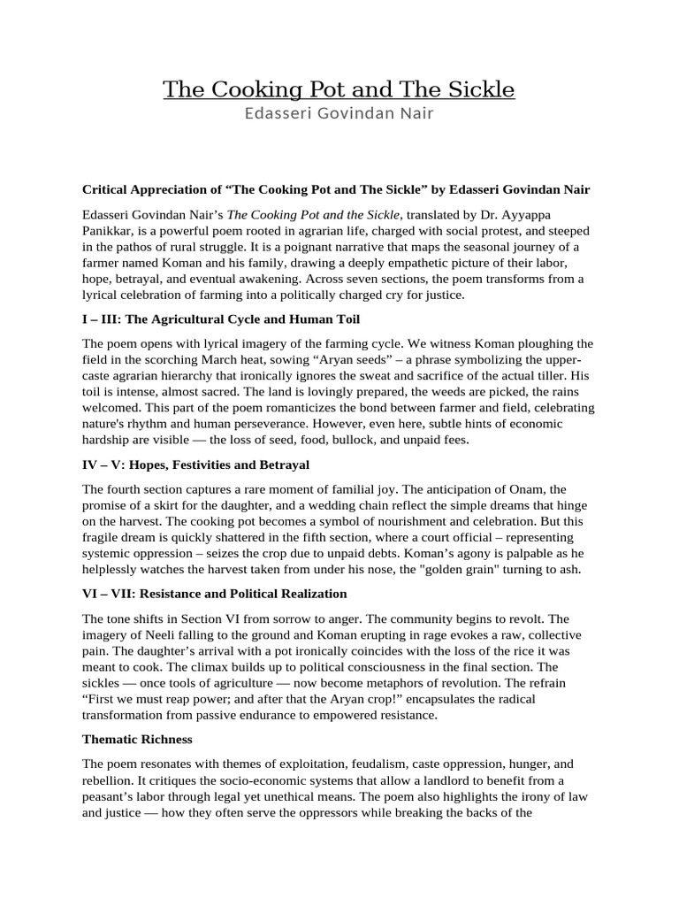 The Cooking Pot and The Sickle - EGN | PDF