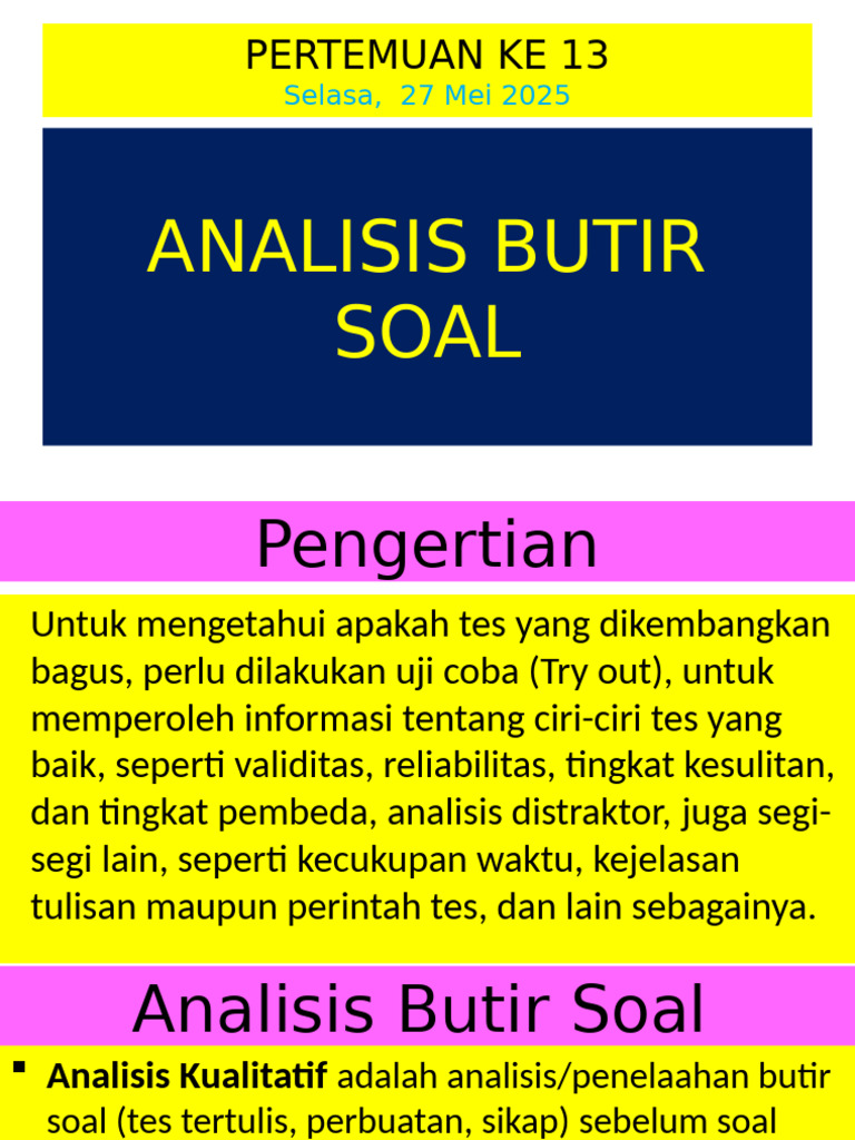 Pert-13 Analisis Butir Soal 27-05-2025 | PDF
