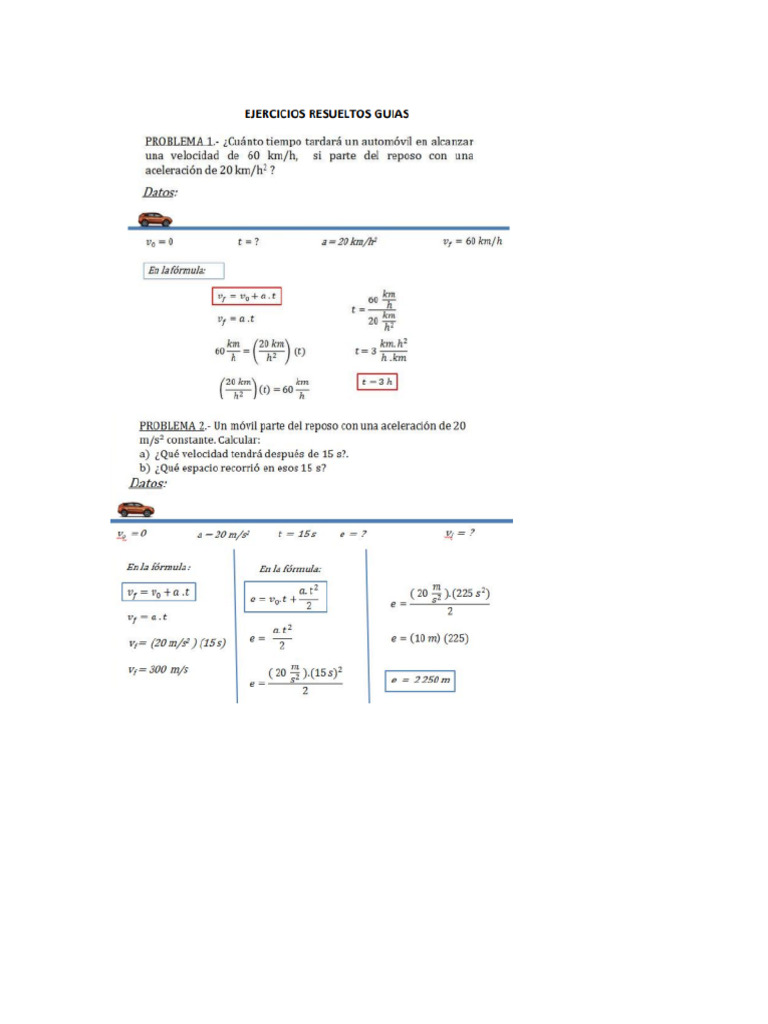 Ejercicios Resueltos MRUV | PDF