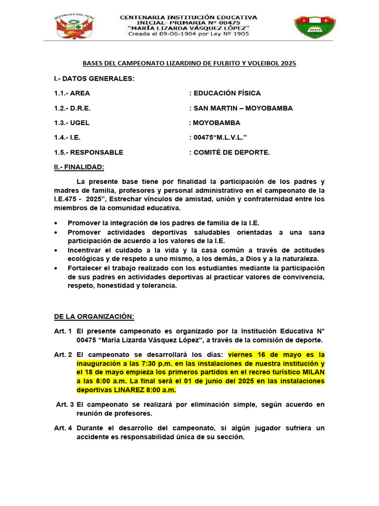 Bases Del Campeonato Apafa 2025 | PDF