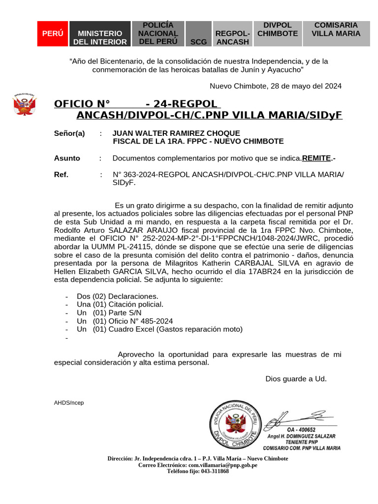 Oficio. Doc Complementarios | PDF | Perú | Gobierno