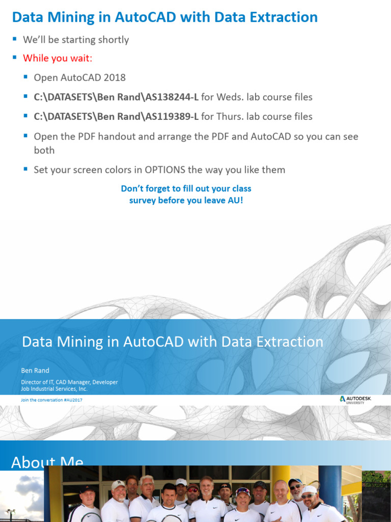 Class Presentation AS119389-L Data Mining in AutoCAD With Data ...