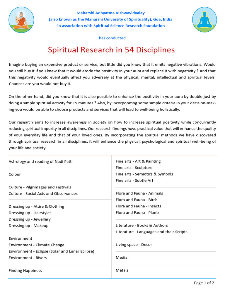 SSRF Spiritual Research Conducted - Final | PDF | Rituals | Energy Medicine