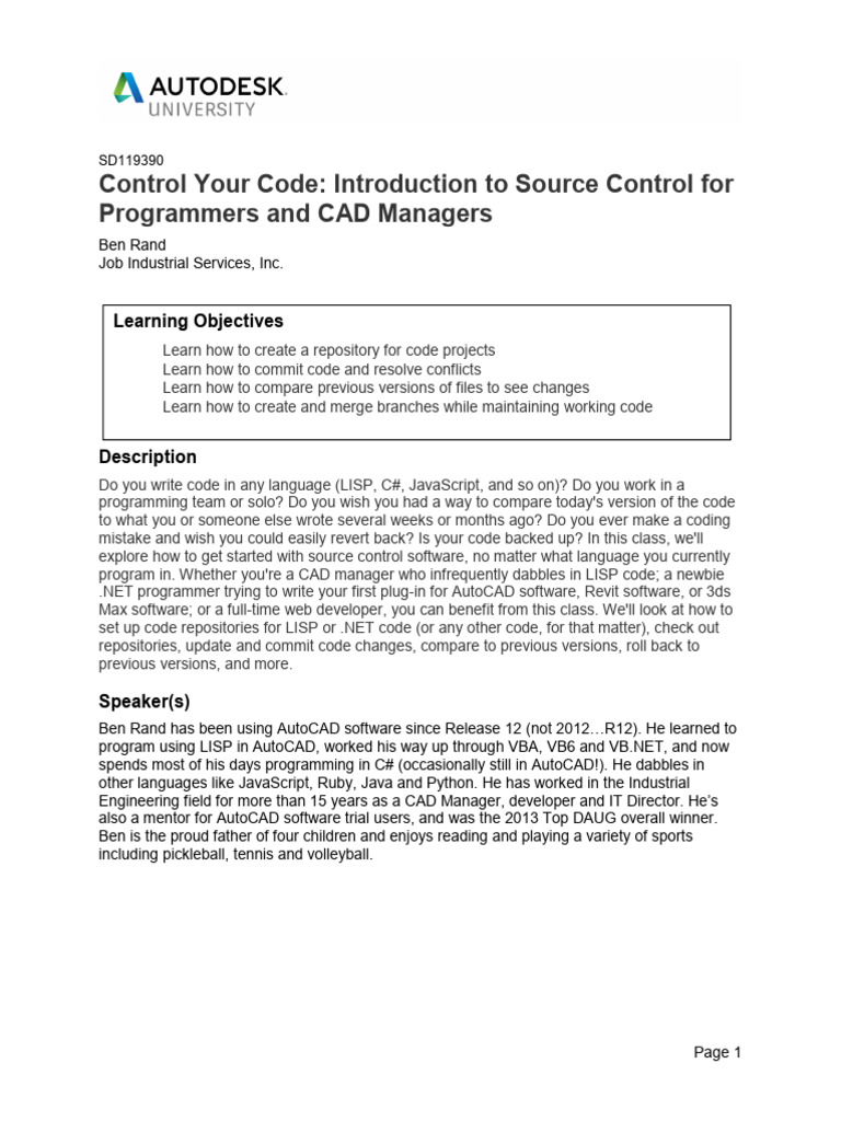 Additional Class Materials SD119390 Control Your Code Introduction To Source Control For ...