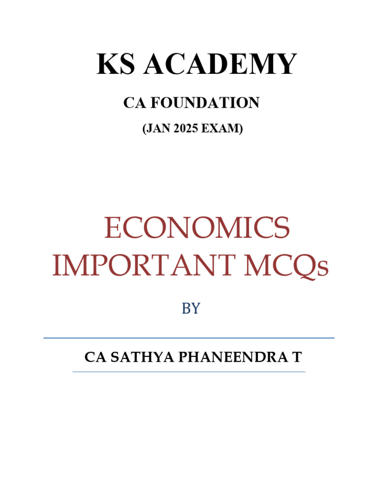 Economics MCQs Compilation Finalised | PDF | Demand | Economics