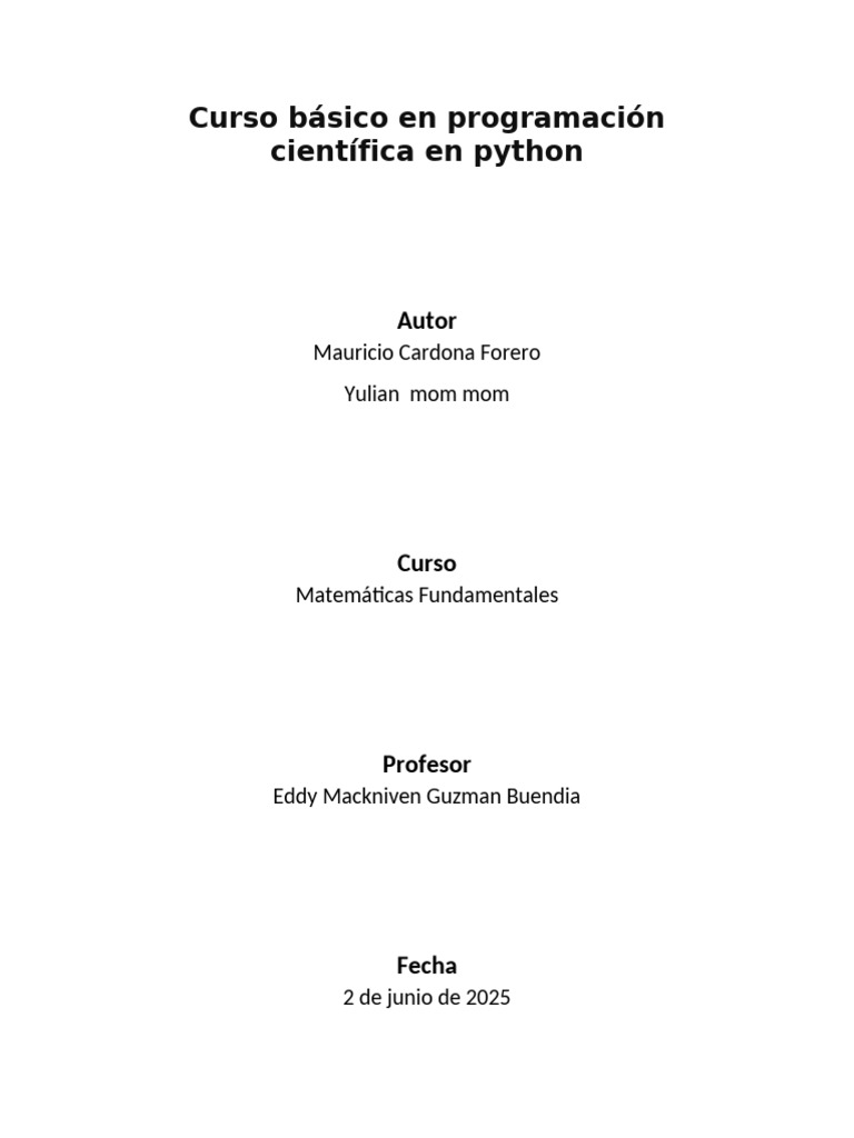 Curso Básico en Programación Científica en Python | PDF