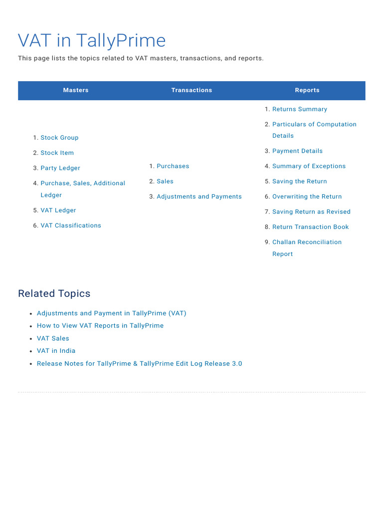 India Vat Master Transactions | PDF