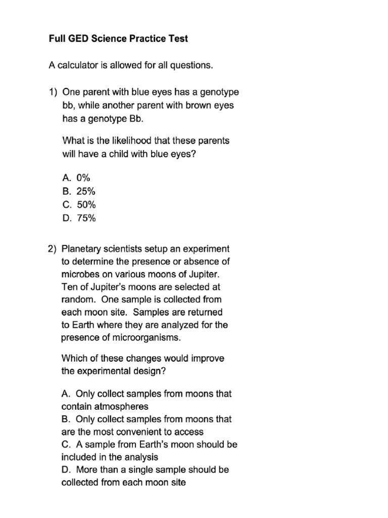 Math in Science Practice & Key 2 | PDF