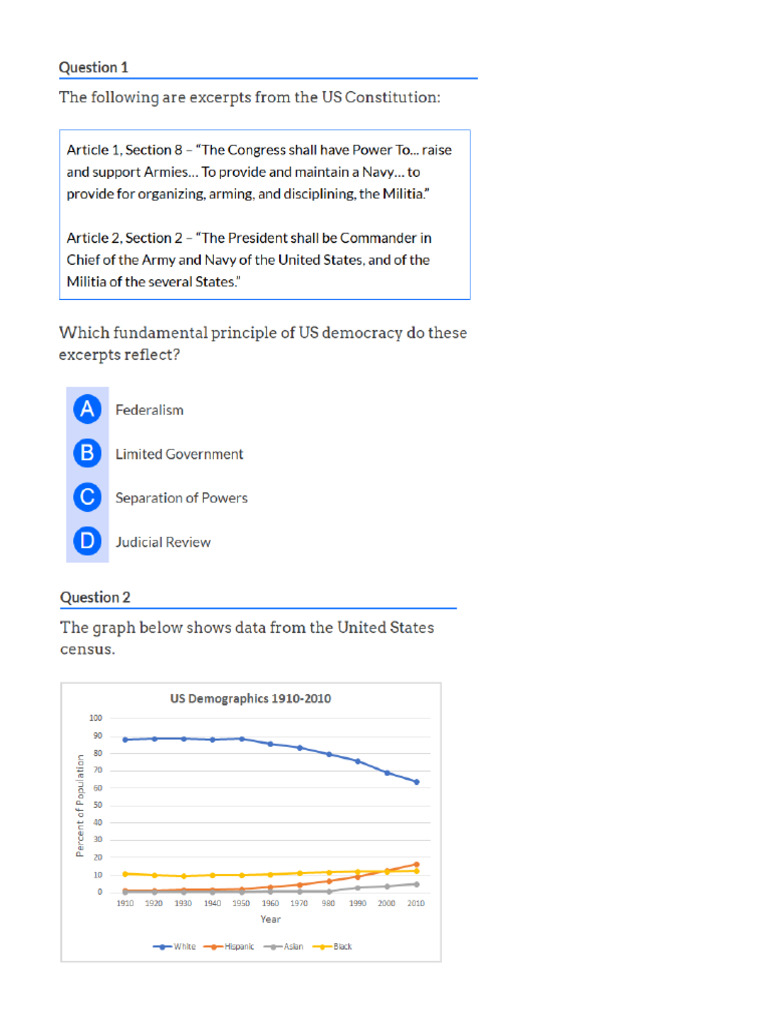 GED Social Studies Test 1 & Key | PDF