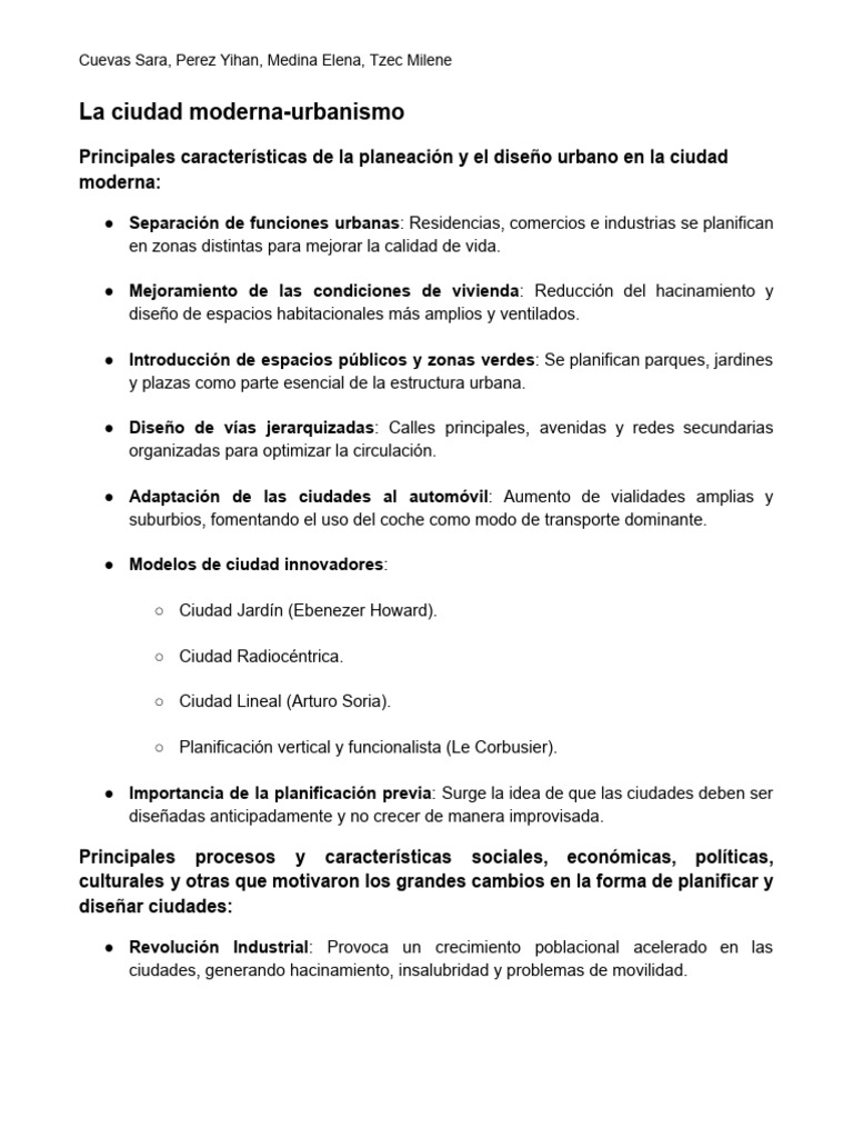 Características del Urbanismo Moderno | PDF | Economias