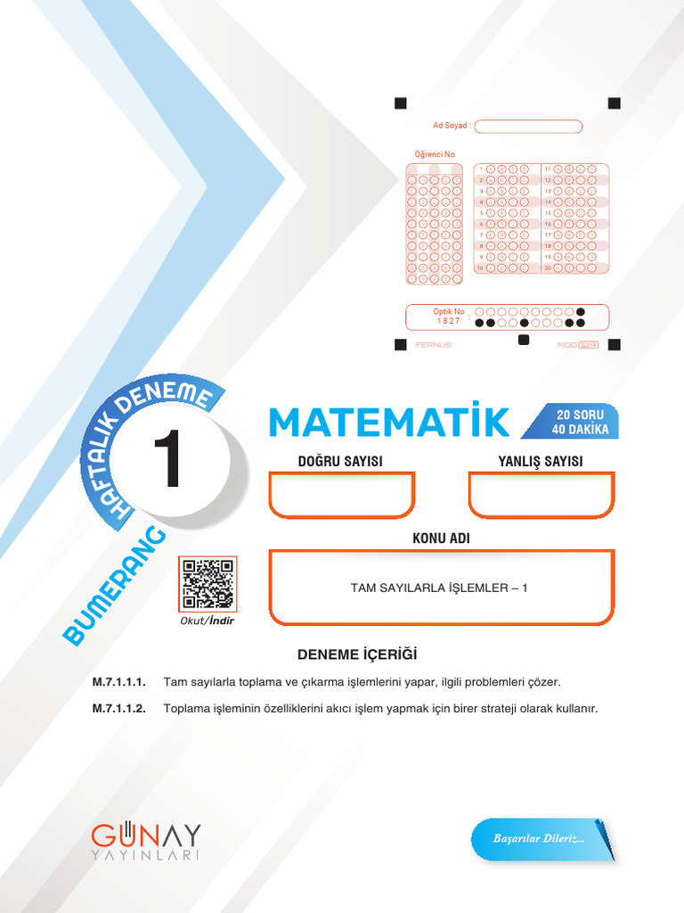 Mat 1 Bumerang Brans 7. SINIF | PDF