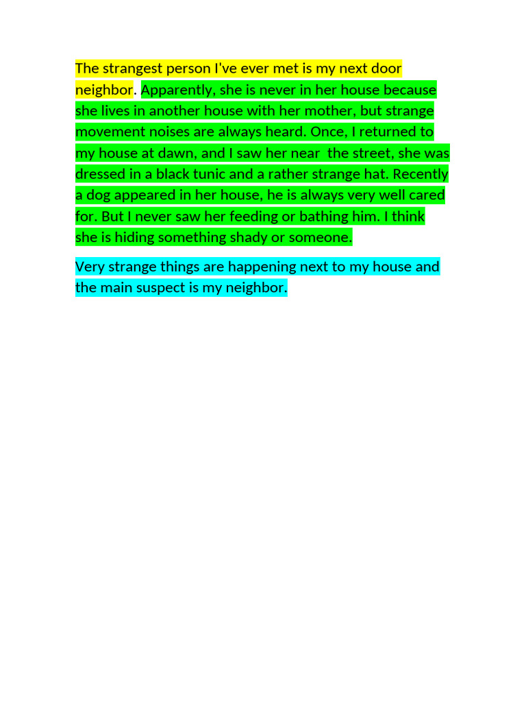 The Strangest Person Paragraph | PDF