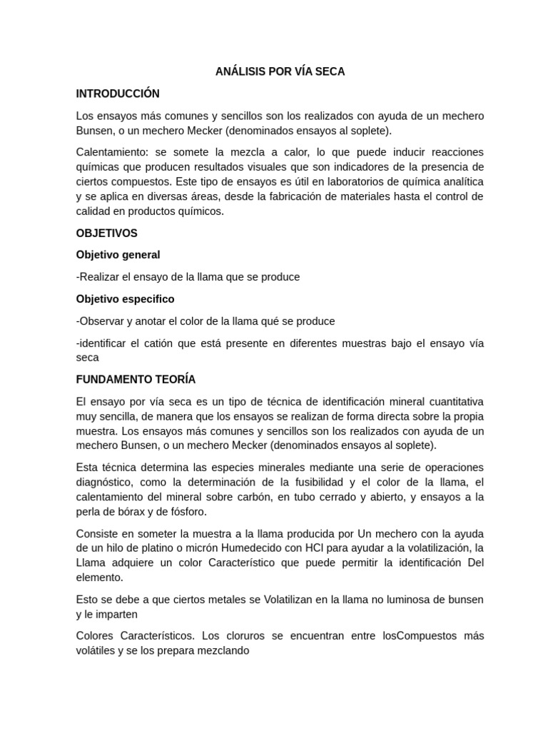 Analisis Por Via Seca | PDF | Sustancias químicas | Química