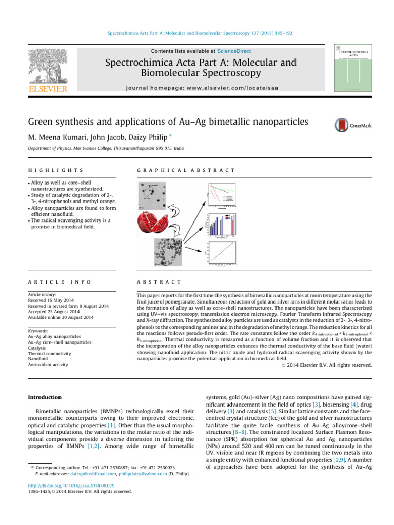 Green Synthesis of Au@Ag | PDF | Nanoparticle | Physical Chemistry