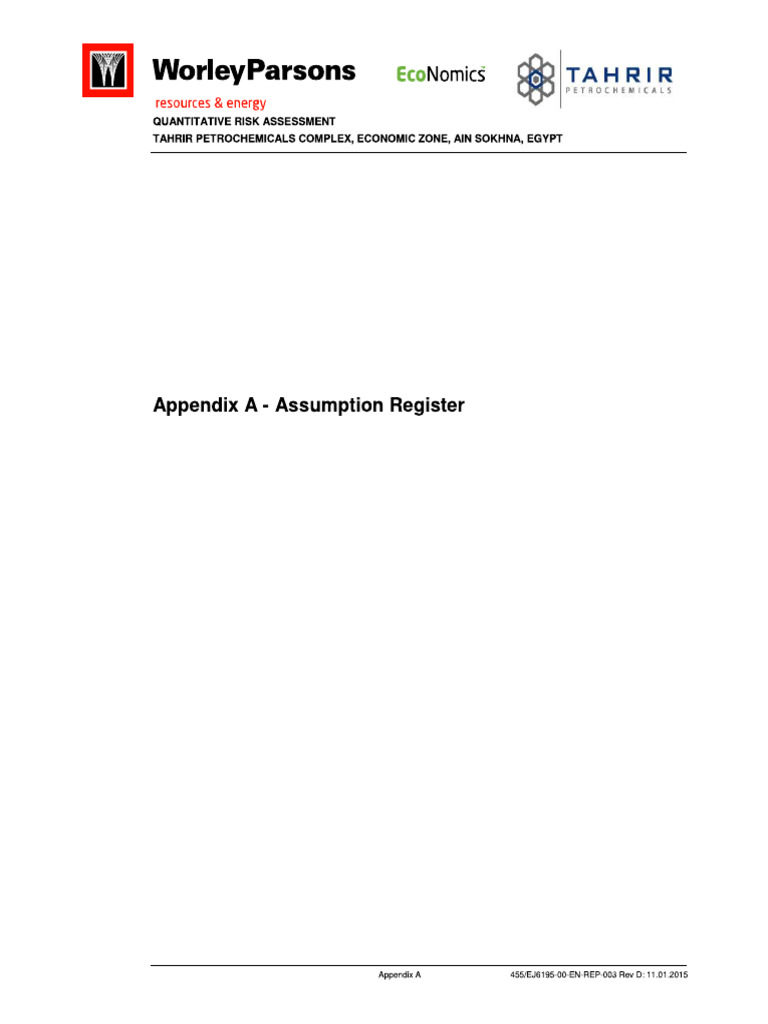 Assumption Register - Worley | PDF