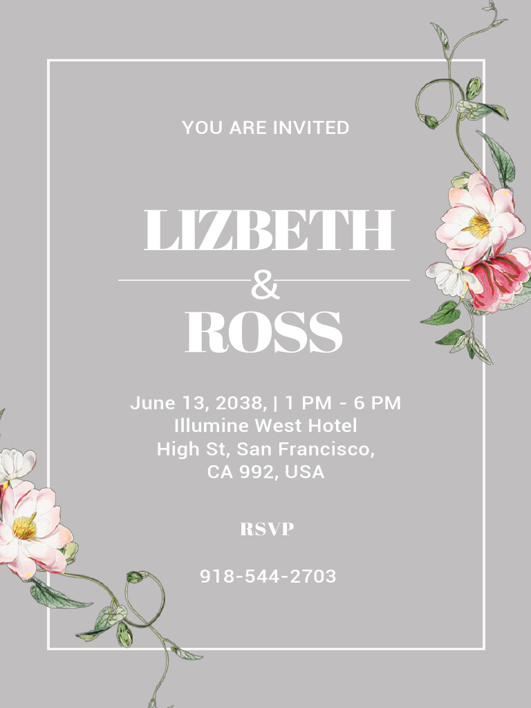 Lizbeth Wedding Invitation-4x6 | PDF