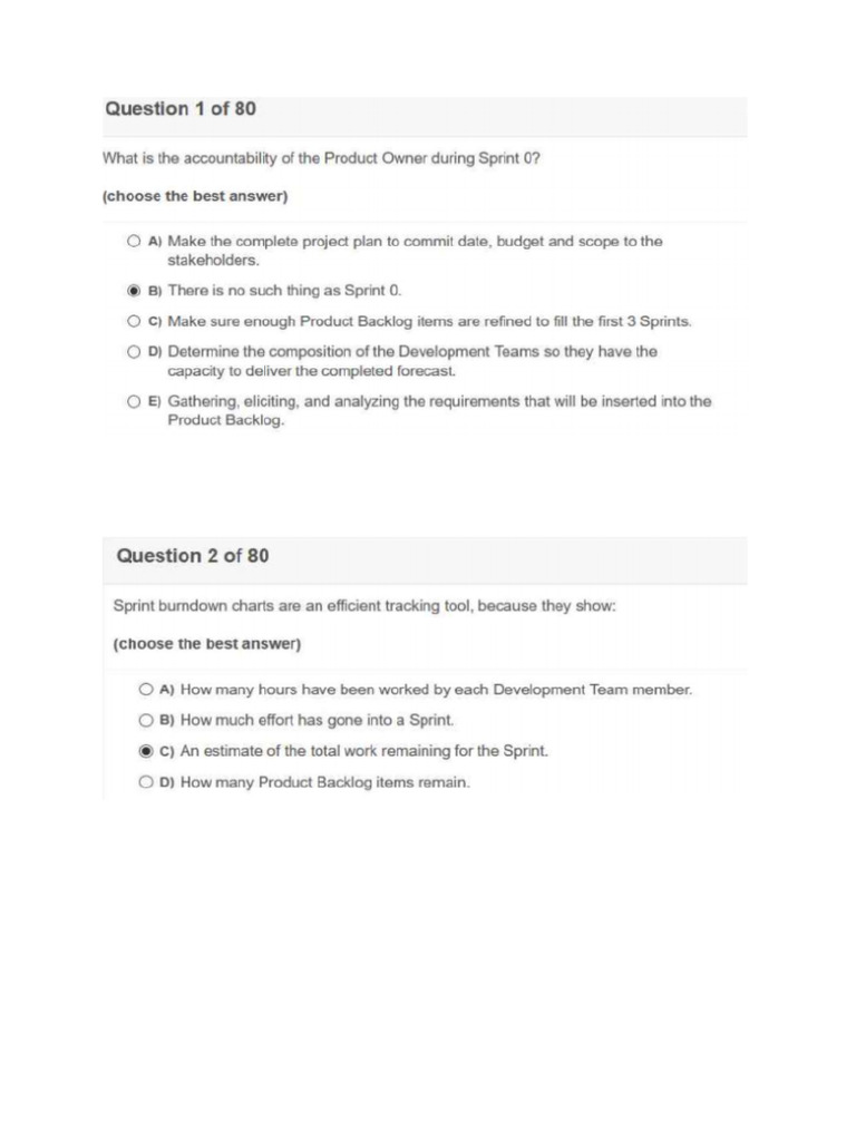 PSM Actual Paper Set 2 - Scrum 2020 | PDF